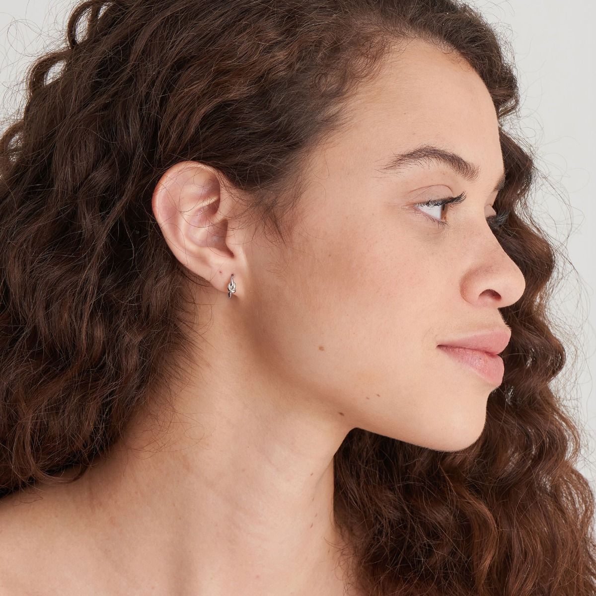 Buy Ania Haie Silver Knot Huggie Hoop Earrings Online in UK